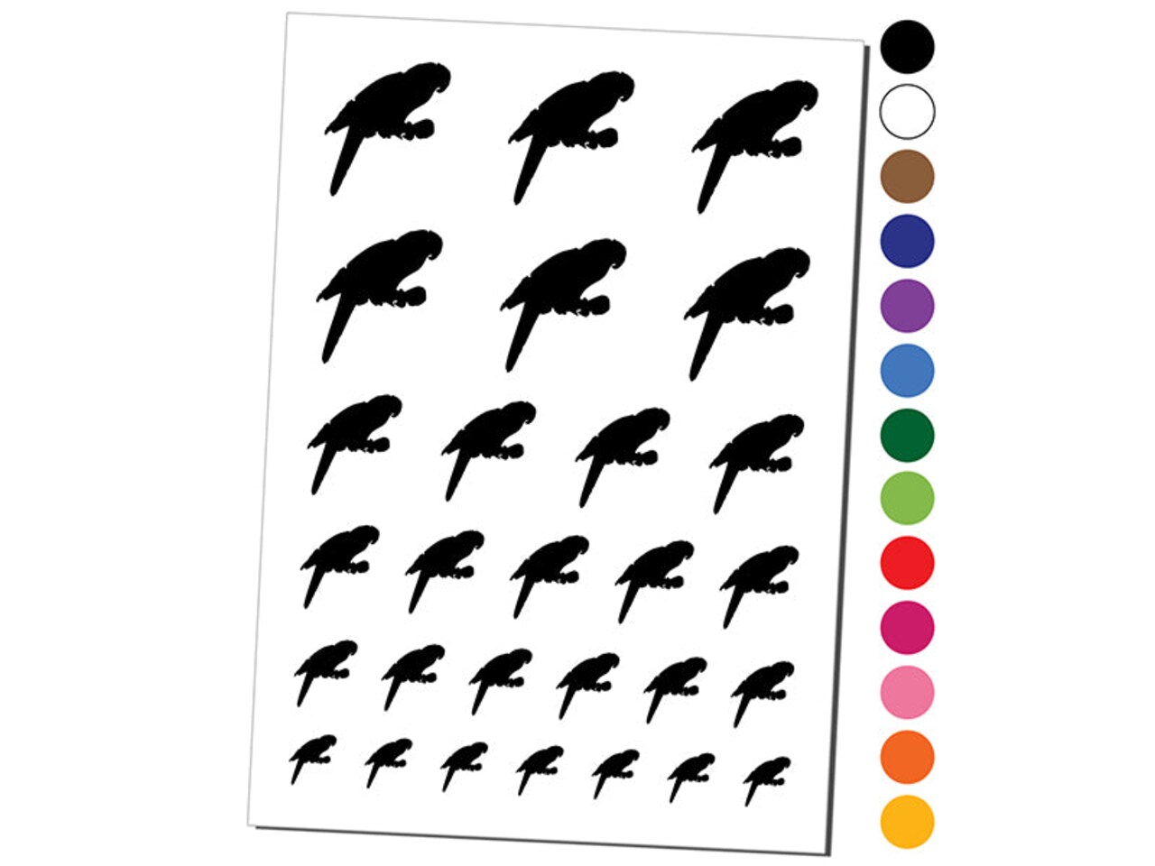 Parrot On Branch Bird Sketch Solid Temporary Tattoo Water Resistant